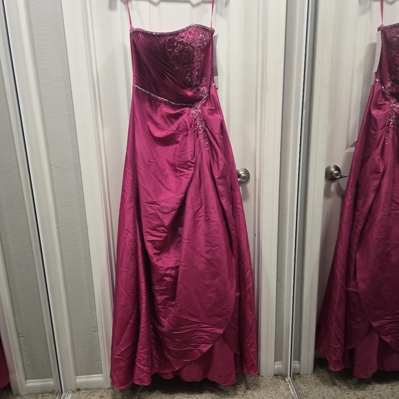 Fiesta | Dresses | Fiesta Pink Asymmetrical Ruched Strapless Gown ...